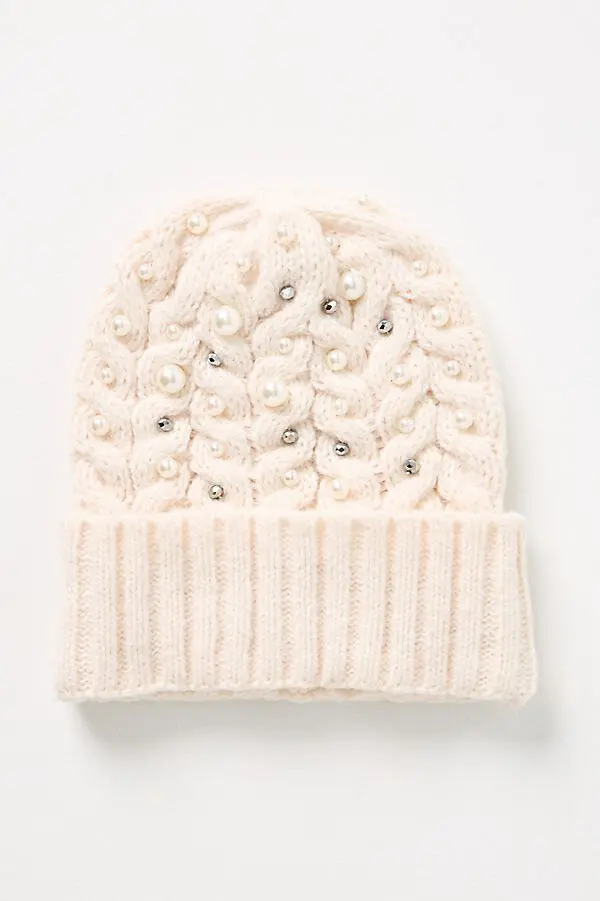 Anthropologie Pearl-Embellished Beanie In Beige - 22% Off  display picture 1