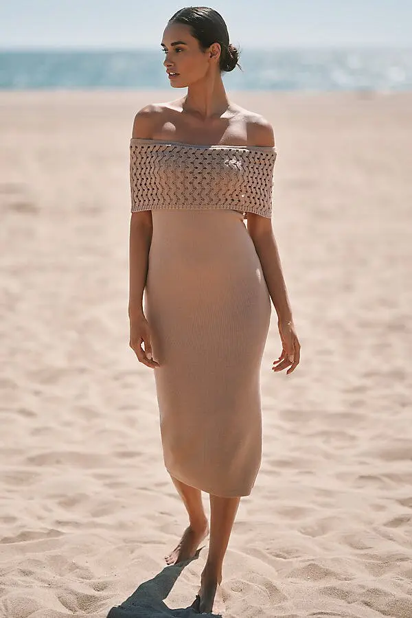 Peixoto Knit Midi Dress - Camel