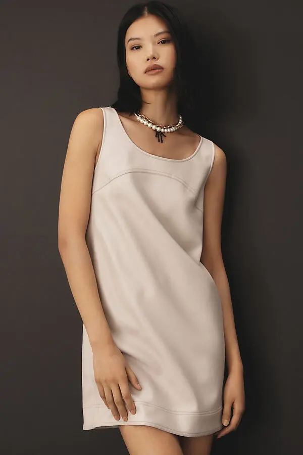 Pilcro Faux-Leather Shift Mini Dress In Beige - 87% Off | Editorialist