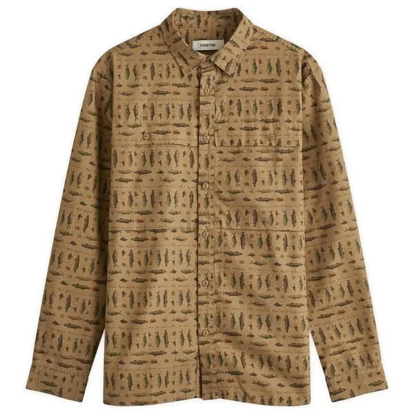 KESTIN Taymount Overshirt - Olive Printed Ripstop