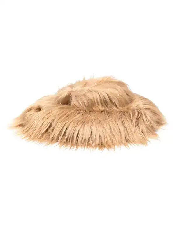 Ruslan Baginskiy Faux-Fur Wide Brim Hat In Neutrals - 57  display picture 1