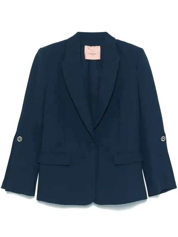 Twinset Cady-Crepe Cufflinks Blazer In Blue 46% Off Editorialist