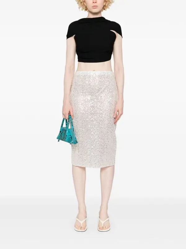 Casablanca Crepe Draped Crop Top