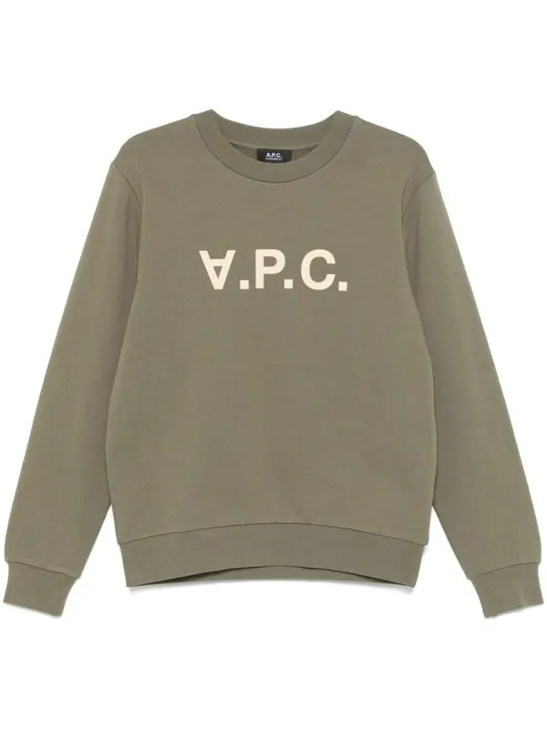 A.p.c. Flocked-logo Sweatshirt - Green