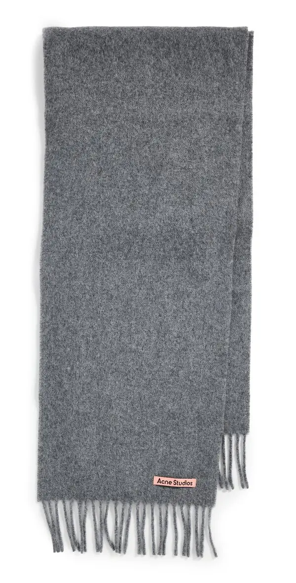 Acne Studios Canada Skinny Wool Scarf - Grey Melange