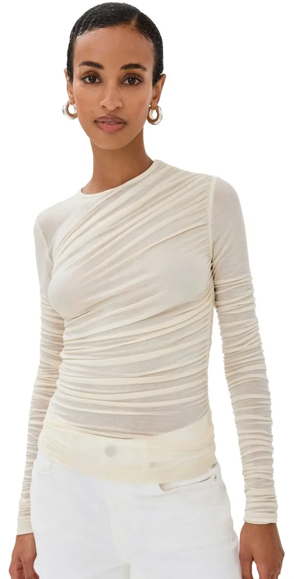 AGOLDE Tania Twist Tee - Oat Milk