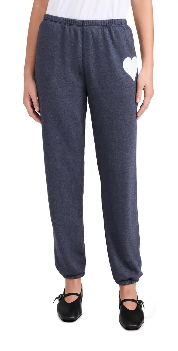 Sprwmn Heart Fleece Sweatpants - Navy