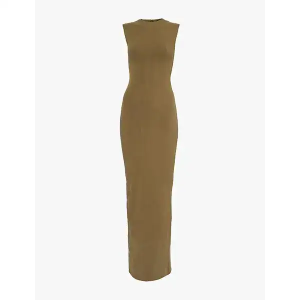 Entire Studios Fitted Organic-Cotton Blend Maxi Dress - Military |  Editorialist