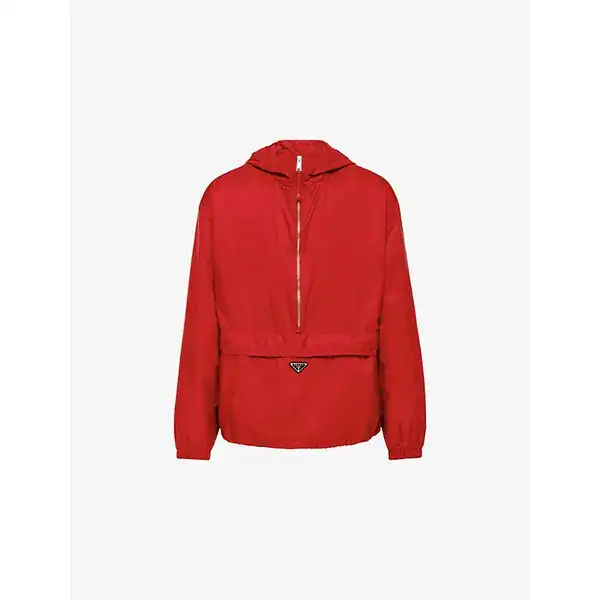 Prada Re-Nylon Half-Zip Blouson Jacket - Red | Editorialist
