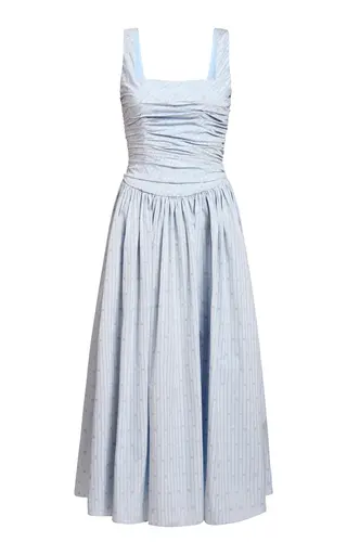 maeve ruched midi dress Maeve Cotton Ruched Midi Dress
