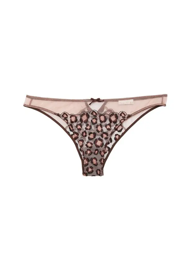 Fleur Du Mal Leopard Embroidery Cheeky - Chocolat