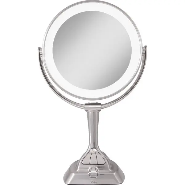 ZADRO Lighted Makeup Mirror With 10x/1x Magnification & Smart Dim Controls - Satin Nickel