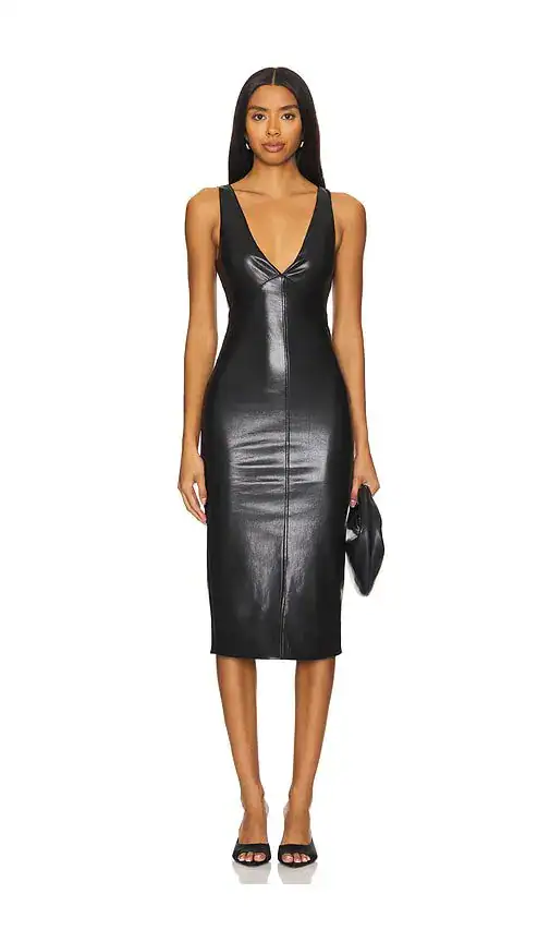 House Of Harlow 1960 X Liv Faux Leather Midi Dress In Black - 6% Off |  Editorialist