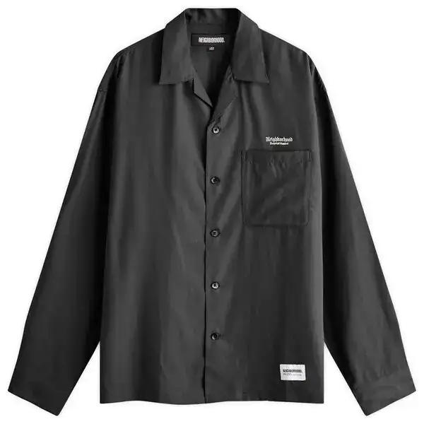 Neighborhood Open Collar Shirt - Black | Editorialist