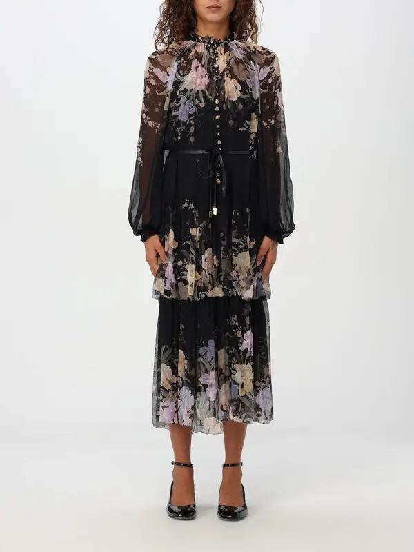 Zimmermann Floral Print Long Sleeve Midi Dress In Black - 45% Off |  Editorialist