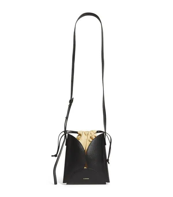 JIL SANDER Leather Curve Bucket Bag - Black