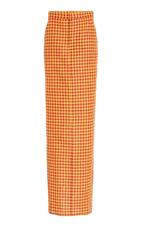 ZANKOV Ludivine Checked Maxi Skirt - Orange