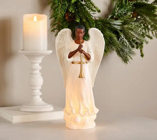 VALERIE PARR HILL As Is 13' Illuminated Porcelain Male Angel Valerie