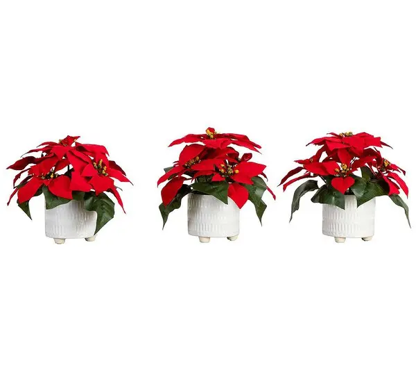 NEARLY NATURAL 9' Poinsettia Arrangements Set Of 3