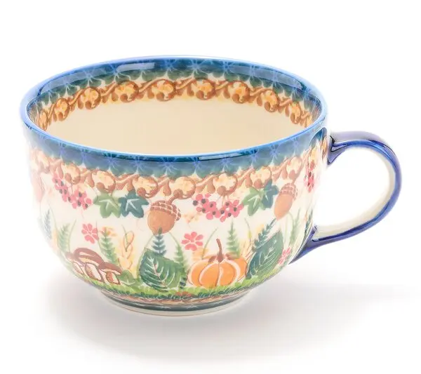 LIDIA'S POLISH POTTERY Hand Painted 14-oz Latte Mug