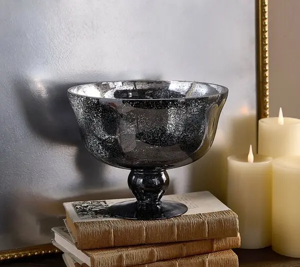 VALERIE PARR HILL Mercury Glass Footed Bowl Valerie
