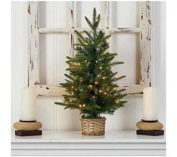 NEARLY NATURAL 2' Christmas Tree With 35 Clear Led Lights