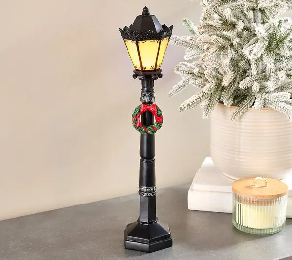 VALERIE PARR HILL As Is 18.5 Illuminated Lamp Post With Bowby Valerie