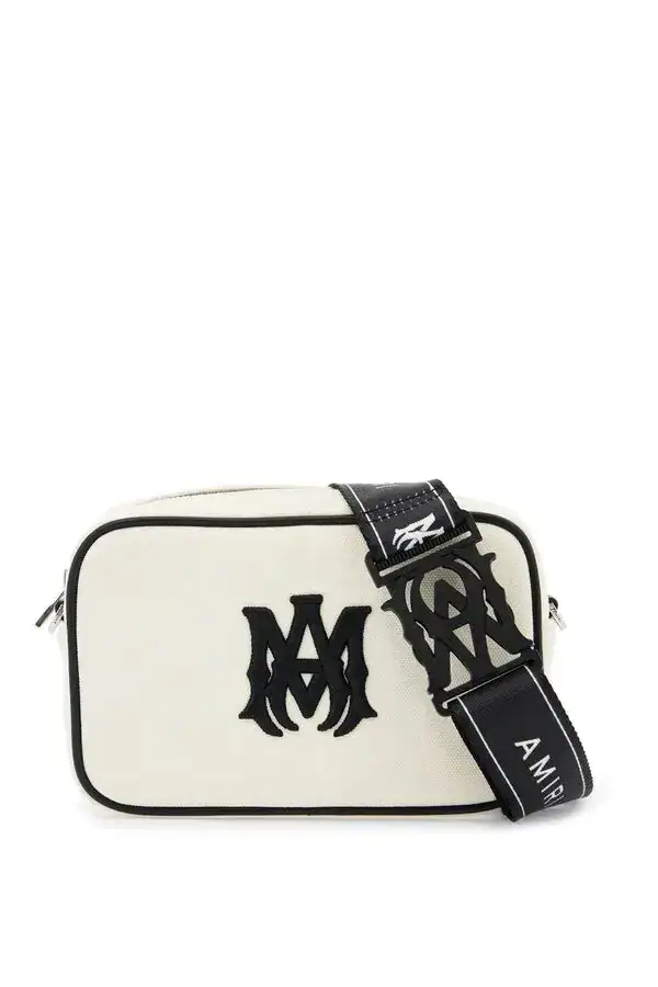 Amiri Canvas Camera Bag With Adjustable Strap In White - 12% Off