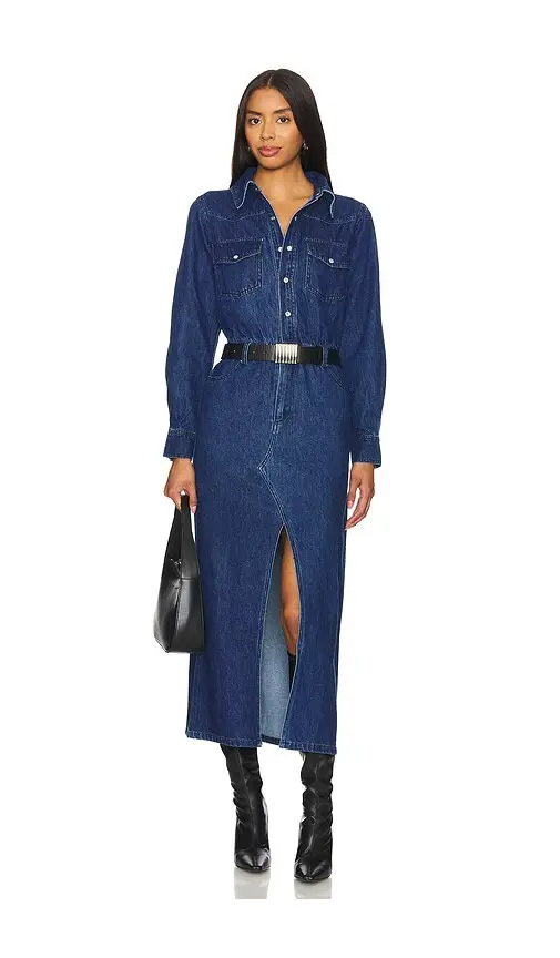 Steve Madden Dakoda Denim Midi Dress - Medium Blue
