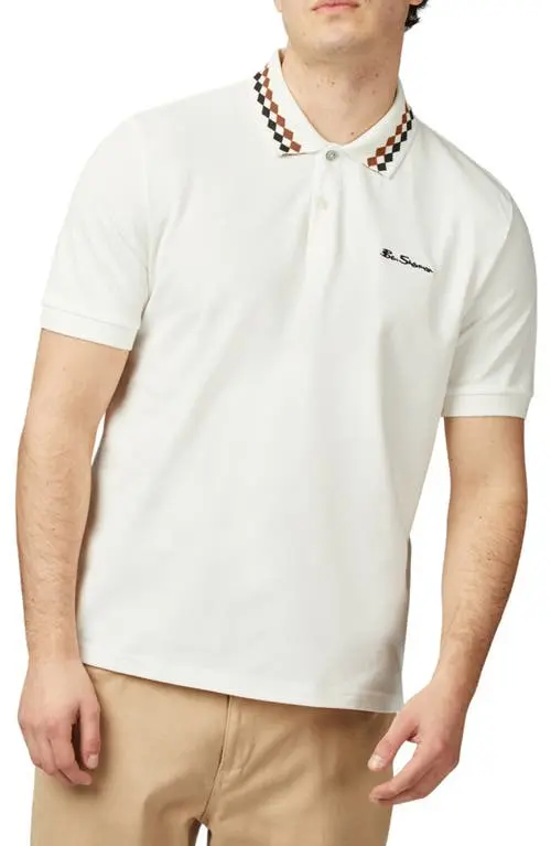 Ben Sherman Diamond Collar Organic Cotton Piqué Polo - Snow White