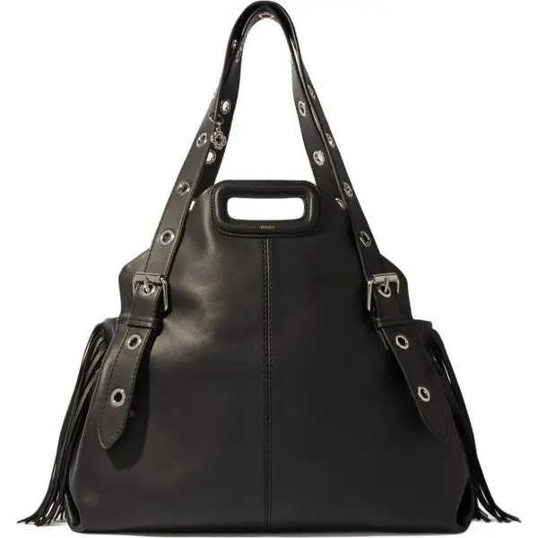 Maje Plain Leather Miss M Xl Bag - Black