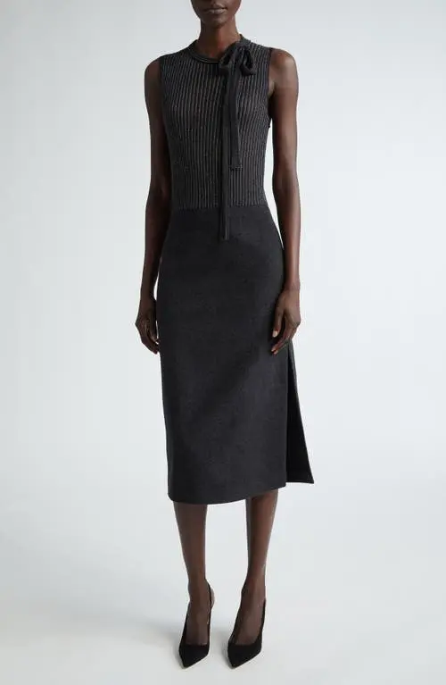 St. John Mixed Media Midi Sweater Dress