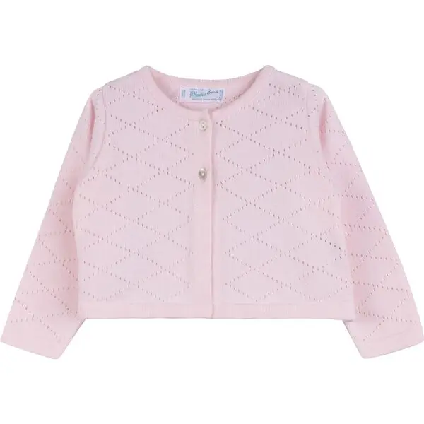 FELTMAN BROTHERS Pointelle Crop Cotton Cardigan - Pink