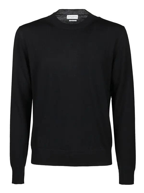 BALLANTYNE Plain Merino Wool Sweater - Black