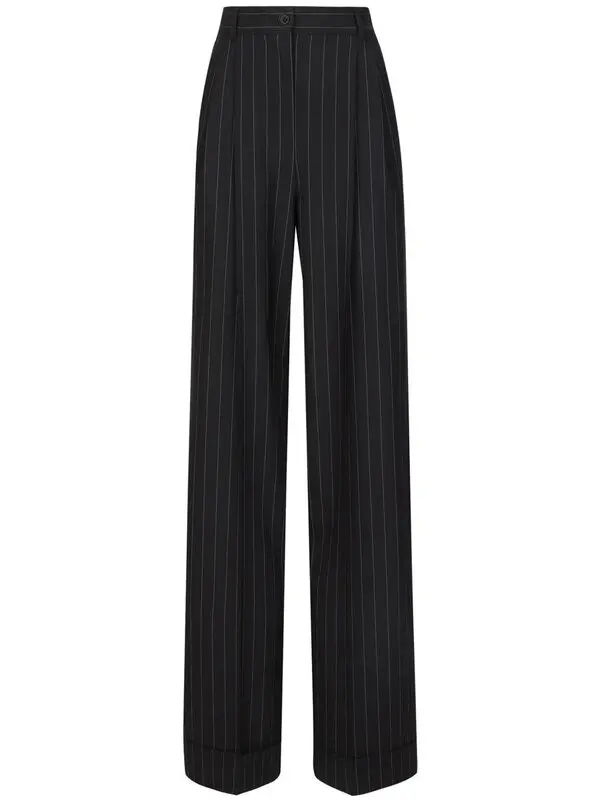 Dolce & Gabbana Pinstripe Wool-blend Trousers - Black