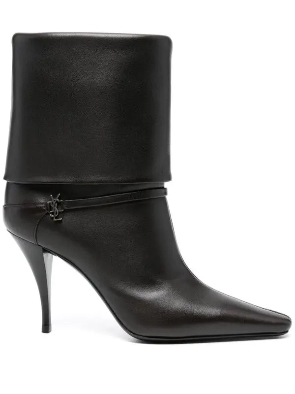 Saint Laurent Niki Leather Ankle Boots - Brown