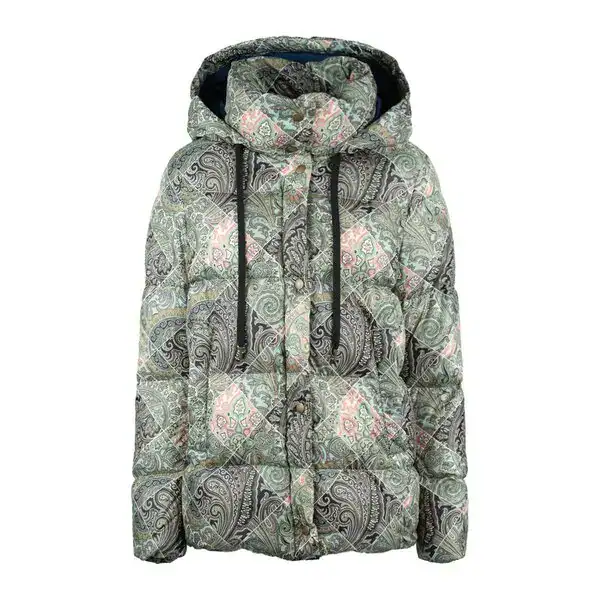 Etro Nylon Lightweight Quilted Down Jacket With Patchwork Paisley