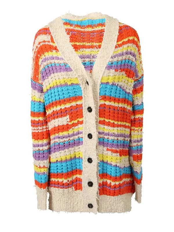 MSGM Striped Cotton Cardigan - Multicolor