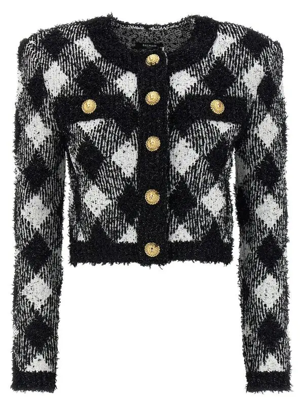 Balmain Vichy Tweed Short Jacket - Multicolor