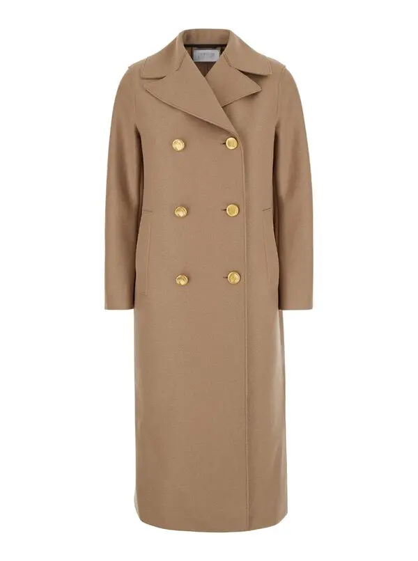 Harris Wharf London Double-Breasted Coat With Gold Buttons In Wool