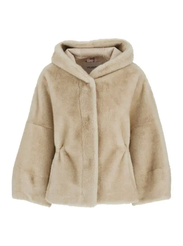 VALENTINI 1972 Faux Fur Jacket With Hood - Beige