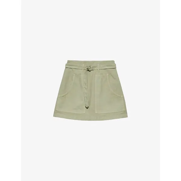 Prada Cotton-canvas Mini Skirt With Self-tie