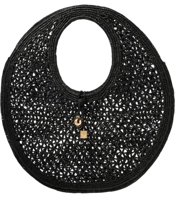 Jacquemus Le Rond Spiaggia Raffia Tote Bag - Black