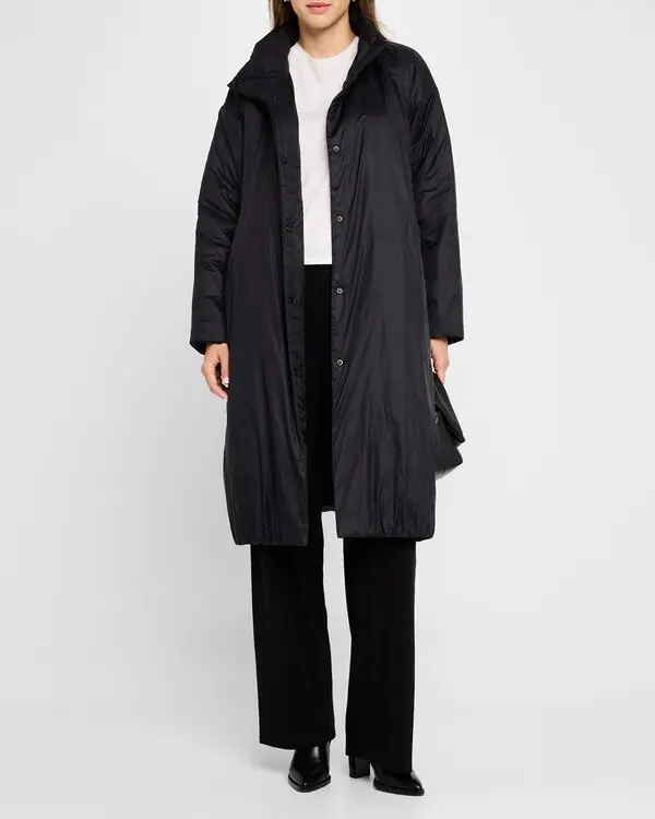 Eileen Fisher Stand-Collar Oversized Puffer Coat Black
