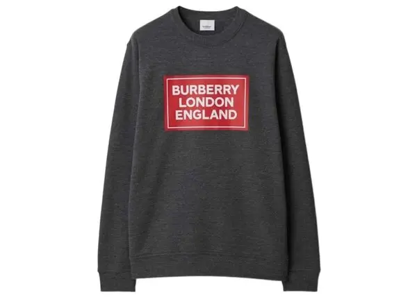 Burberry Fawson Logo Print Crewneck Sweater - Dark Grey
