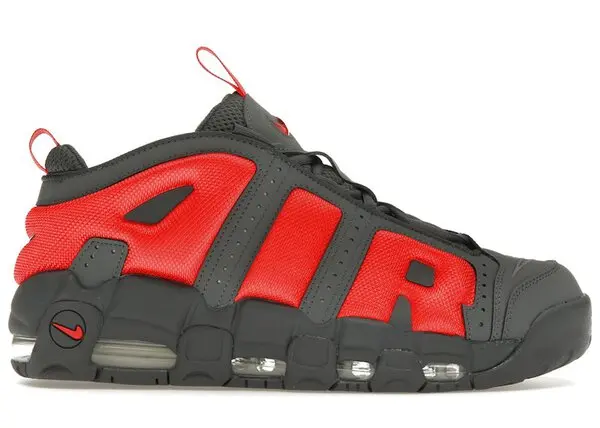 Nike Air More Uptempo Low Sneakers - Dark Grey/metallic Silver/light Crimson