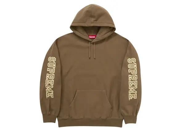 Supreme Collegiate Sleeve Hooded Sweatshirt - Olive Brown