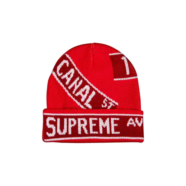Supreme Street Signs Beanie Red Editorialist