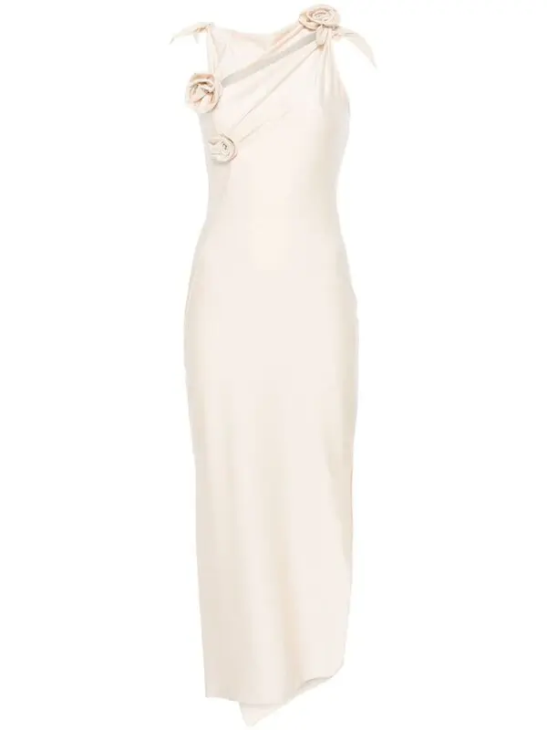 Coperni Floral-appliqué Maxi Dress - Neutrals