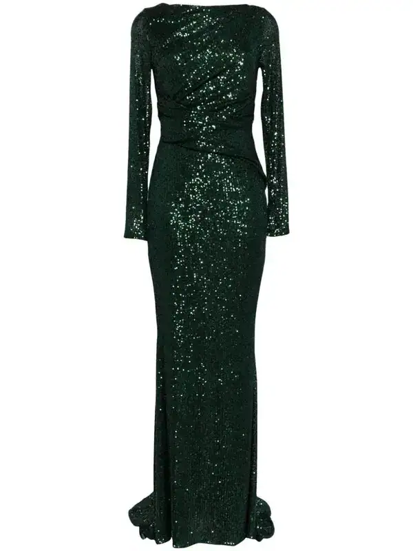 slim fit dress slacks Dark Green Sequin Spaghetti Strap High Slit Sheath Prom Dresses,CP0180 US4 / Custom Color(Leaving A note) main image 0